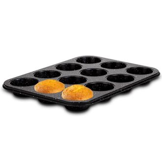 Nava Muffinblech Muffinform GRANITBESCHICHTUNG Backblech für 12 Stück Muffins Cupcakes 35x26,5 cm NATURE