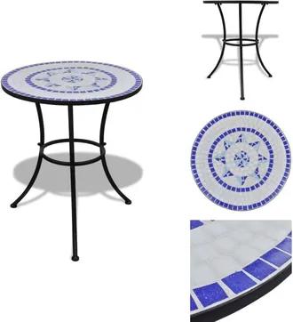 vidaXL Vidaxl - Table de bistro Bleu et blanc 60 cm Mosa&iuml;que - Table De Jardin - Table Bistrot - Table Mosa&iuml;que - Table Ext&eacute;rieure - Mobilier De Jardin