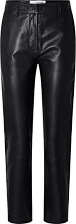 Selected Slfmarie MW Leather W Noos Pantalon en Cuir, Noir, 40