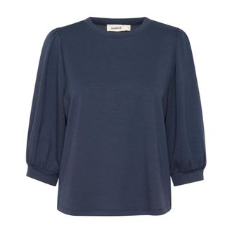 Soaked In Luxury SweaT-shirt Manches 3/4 India Ink - Femme - Blouses et Chemises - Bleu - Taille: 36 FR