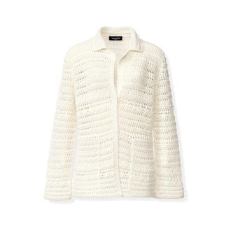 Fabiana Filippi Jacke aus Pailletten-Baumwollwolle mit aufgesetzten Taschen - - Knitwear - Damen - Wei&szlig; - XS