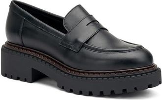 Frau 78L0 Mocassins Plate-forme avec Semelle de Tank, Chaussures Femme en Cuir, Design Chunky, Noir, 40 EU