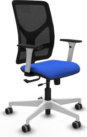 Piqueras y Crespo B&uuml;rostuhl mit wei&szlig;en und schwarzen Armlehnen, h&ouml;henverstellbare Lendenwirbelst&uuml;tze, ausgestattet mit Syncro/Traslack und Schneideschaum, Schwarz/Blau