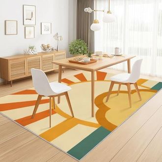 Generic Tapis Imprim&eacute; Minimalisme Soleil sym&eacute;trie pour Salon Chambre D&eacute;coration de la Maison - Couleur Orange Flanelle Antid&eacute;rapante Tapis Salon de Sol pailla