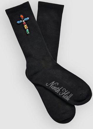 Ninth Hall Bejeweld Rhinestone Socks black