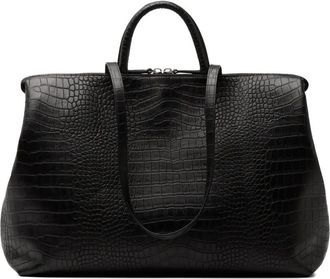 Mars&egrave;ll crocodile-effect tote bag - Schwarz