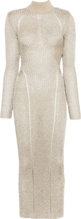 Self Portrait Gold Lurex Knit Maxi Robe