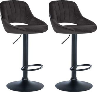 Clp Lot de 2 tabourets de Bar Milet recouverts de Velours I Chaise de Bar pivotante avec Dossier et Repose-Pieds, Couleur:Noir, Mat&eacute;riel du Cadre:M&eacute;tal No