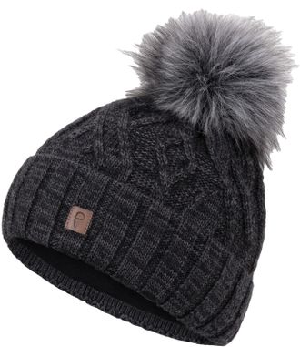 Faera Winterm&uuml;tze M&uuml;ttze Damen warm gef&uuml;ttert mit Bommel M&auml;dchen Bommelm&uuml;tze Fleecefutter Winter Strickm&uuml;tze Beanie Herren 33, Farbe:Schwarz