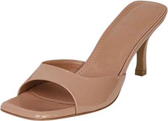 Minetom Sandales Femme Bout Ouverts Chaussures à Talon Aiguille Haut High Heels Été Fête Soirée Mariage Bureau Pantoufles Chaussons B Kaki 36 EU