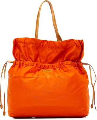 Prada Shopper - Tessuto Logo Drawstring Tote - Gr. unisize - in Orange - für Damen