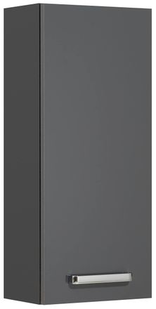 PELIPAL Badezimmer Hängeschrank Quickset 311 in Anthrazit Glanz, 30 cm breit | Bad Wandschrank mit 1 Tür und 2 Einlegeböden