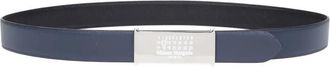 Maison Margiela G&uuml;rtel - Reversible Leather Belt, Blue/Black - Gr. S - in Grau - f&uuml;r Damen