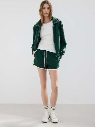 Mango Set individuel en lin enduit avec overlock contrast&eacute; vert - Femme - XS - MANGO