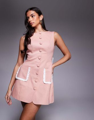 Asos Durchgekn&ouml;pftes Minikleid in Rosa mit Schleife am R&uuml;cken