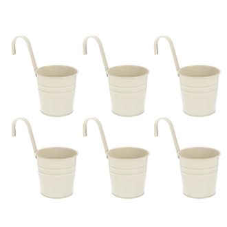Cabilock 6Pcs H&auml;ngender Blumentopf Metall Blument&ouml;pfe Blumeneimer H&auml;ngetopf Wand Pflanzer mit Ablaufloch Metall Vase Pflanzt&ouml;pfe Pflanzgef&auml;&szlig;e Balkontopf &Uuml;berto