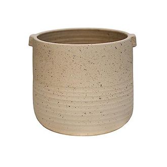 Ivyline Aurora Terrazzo Pflanzgefäß mit Griff, in Haferflocken, Premium-Qualität, wasserdichter Zimmerpflanzentopf für den Innenbereich, mit Griffen, 17 x 19 