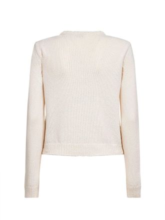 Moncler Womens Cardigan Quilted Padded Ivory Cotton Cardigans Sweater