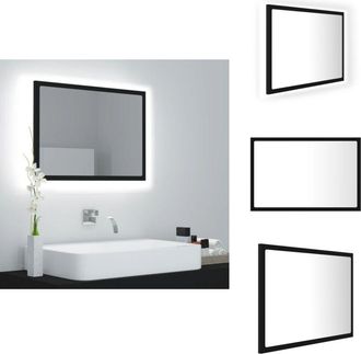 vidaXL LED-Badspiegel Schwarz 60x8,5x37 cm Acryl - LED-Badspiegel - Wandspiegel - Badezimmerspiegel - Spiegelschrank - Schwarzer Spiegel