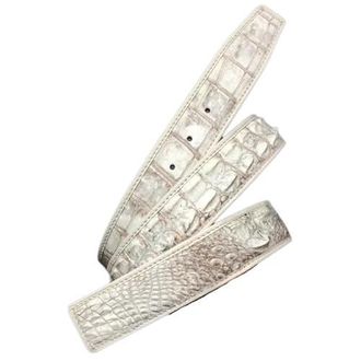 Generic Authentique peau de crocodile exotique pour homme, fantaisie, sangle de taille blanche, v&eacute;ritable cuir dalligator pour une boucle lisse, blanc, 115 cm