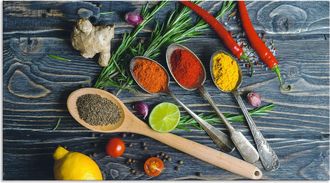 Artland ARTland Spritzschutz Küchenrückwand aus Alu für Küche Herd Spüle 100x55 cm (BxH) mit Motiv Essen Lebensmittel Gewürze Kräuter Chili Chilischote H9KD