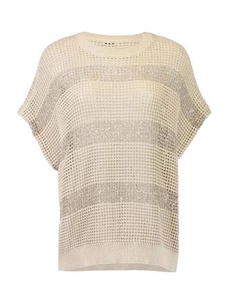 Brunello Cucinelli Open-Knit Cotton Sweater - Beige