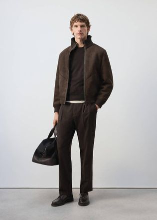 Mango Veste imitation daim fermeture &Eacute;clair caf&eacute; - Homme - XXL - MANGO MAN
