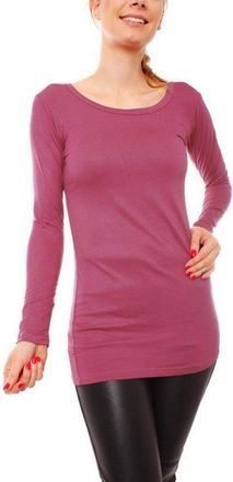 Muse Rundhalsshirt Basic Langarm Longshirt Skinny Fit 1098A