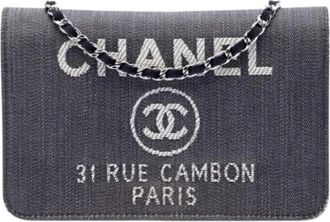 Chanel Portefeuille sur cha&icirc;ne Pre-owned - Femme - Pre-owned - Bleu - Taille: ONE Size