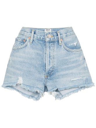 A Gold E short en jean &agrave; effet us&eacute; - Bleu