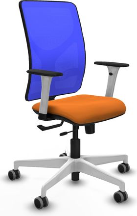 Piqueras y Crespo Computerrollstuhl mit wei&szlig;en und schwarzen Armlehnen, h&ouml;henverstellbare Lendenwirbelst&uuml;tze, ausgestattet mit Syncro/Traslack und Schneideschaum, Blau/