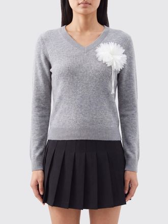 Self Portrait Pullover aus Merinowollmischung mit V-Ausschnitt und gestickter Blume