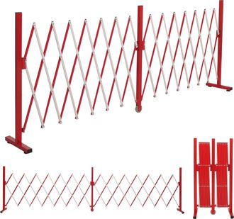 Mendler Alu Absperrgitter HWC-B34, Zaun Schutzgitter Scherengitter Trenngitter, ausziehbar 103x53-411cm - rot-weiß