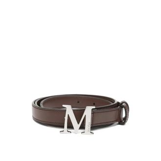 Max Mara Femme, Accessoires, Brun, Taille: S Ceinture Monogramme en Cuir Naturel