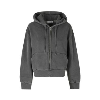 Low Classic Kapuzenjacke mit durchgehendem Rei&szlig;verschluss aus gewaschener Baumwolle - - Sweatshirts & Hoodies - Damen - Grau - S