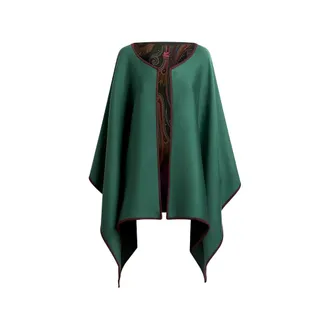 Etro Reversible Wool Cape With Degrad&eacute; Paisley Motif