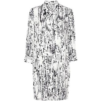 PESERICO Femme, Blouses et Chemises, Blanc, Taille: 46 FR Chemise en satin à imprimé abstrait