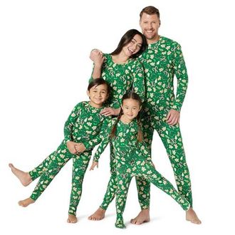 Amazon Essentials Ensembles de Pyjamas de Noël Assortis pour la Famille Femme, Vert Émeraude Foncé Pain Dépices, XXL