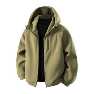 Generic Veste polaire chaude pour homme - Avec capuche - Couleur unie - Avec fermeture &eacute;clair - Confortable - Pour lext&eacute;rieur - Veste de sport - Sweat &agrave; capuc