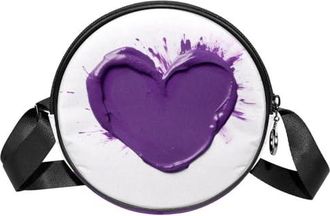 Generic Sac &agrave; bandouli&egrave;re Circle pour femme, petit sac &agrave; bandouli&egrave;re violet avec fermeture &eacute;clair, bretelles r&eacute;glables, sac &agrave; main rond d&eacute;contract&eacute; pour femme