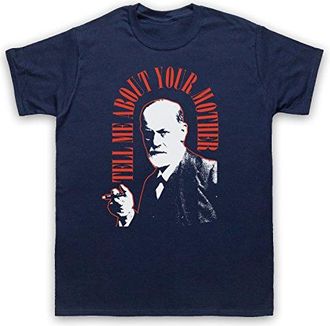 My Icon Art and Clothing Sigmund Freud Tell Me About Your Mother T-Shirt des Hommes, Bleu Fonce, Medium