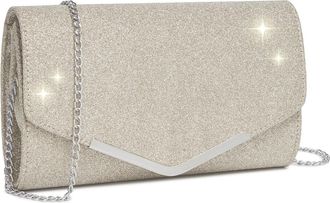 Miss Lulu Damen Clutch Gl&auml;nzende Abendtasche mit Abnehmbarer Kette Elegante Envelope Handtasche Modische Cross Body Umh&auml;ngetasche f&uuml;r Hochzeit Party Bankett Fei