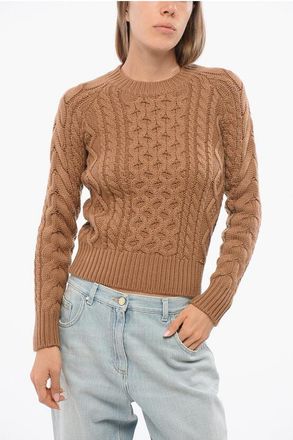 Elisabetta Franchi Crew Neck Cable Knit Wool Blend Sweater size 40