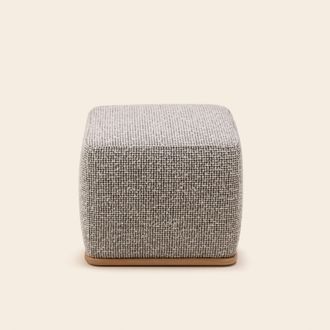 Madura Pouf Arnel Pietro ivoire et noir - BLANC