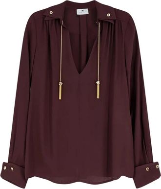 Elisabetta Franchi Femme, Blouses et Chemises, Brun, Taille: 38 FR Camicia in georgette