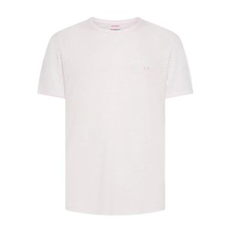 Sun 68 Homme, Tops, Rose, Taille: M Jersey Slub T-Shirt