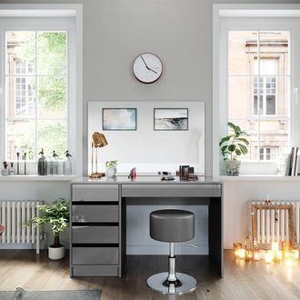 Vicco Schminktisch-Set Grau Sherry 120x75x55 cm - Schminktisch, 5 Schubladen für unterschiedliche Aufbewahrungsbedürfnisse