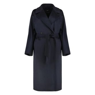 Max Mara Midi Double-Breasted Coat - Femme - Manteaux - Bleu - Taille: 38 FR