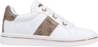 Guess Guess Chaussures de sport pour femme, blanc avec d&eacute;tails dor&eacute;s, logo imprim&eacute;, style d&eacute;contract&eacute; urbain, blanc, 39 EU