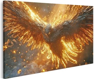 Islandburner Prime Bild auf Leinwand Goldener Phönix im Flug Bilder Wandbilder Poster